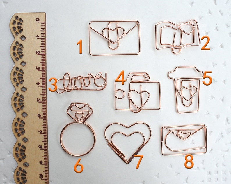 8pcs A Set Rose Gold Paper Clips Envelope Paper Clip Love - Etsy