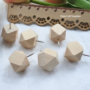 6 Pcs 15mm Diamond Wooden Push Pins Drawing Pin Thumbtack , World Map ...