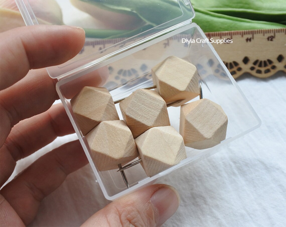 6 pcs 15mm diamond Wooden Push Pins Drawing pin Thumbtack | Etsy