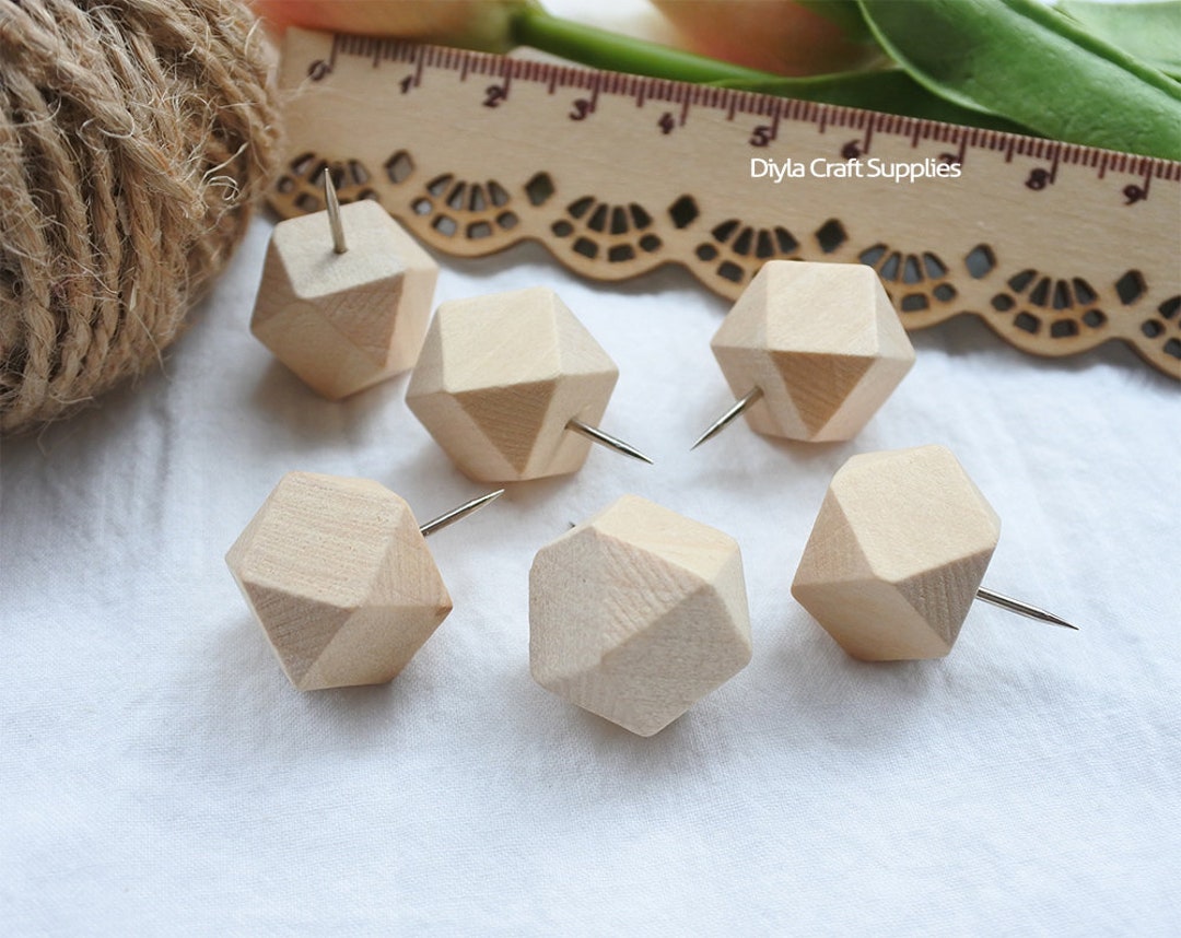 6 Pcs 15mm Diamond Wooden Push Pins Drawing Pin Thumbtack , World Map ...
