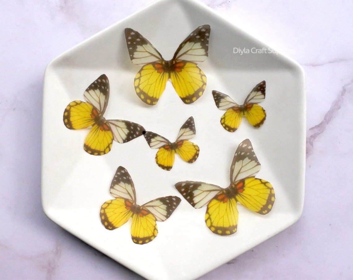 10pcs Organza Fabric Butterfly Wings Yellow Butterfly Orange Butterfly ...