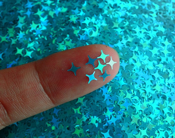 4mm Holographic Blue Four Pointed Star Glitter Four Pointed | Etsy