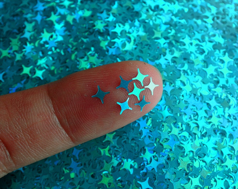 4mm Holographic Blue Four Pointed Star Glitter Four Pointed - Etsy