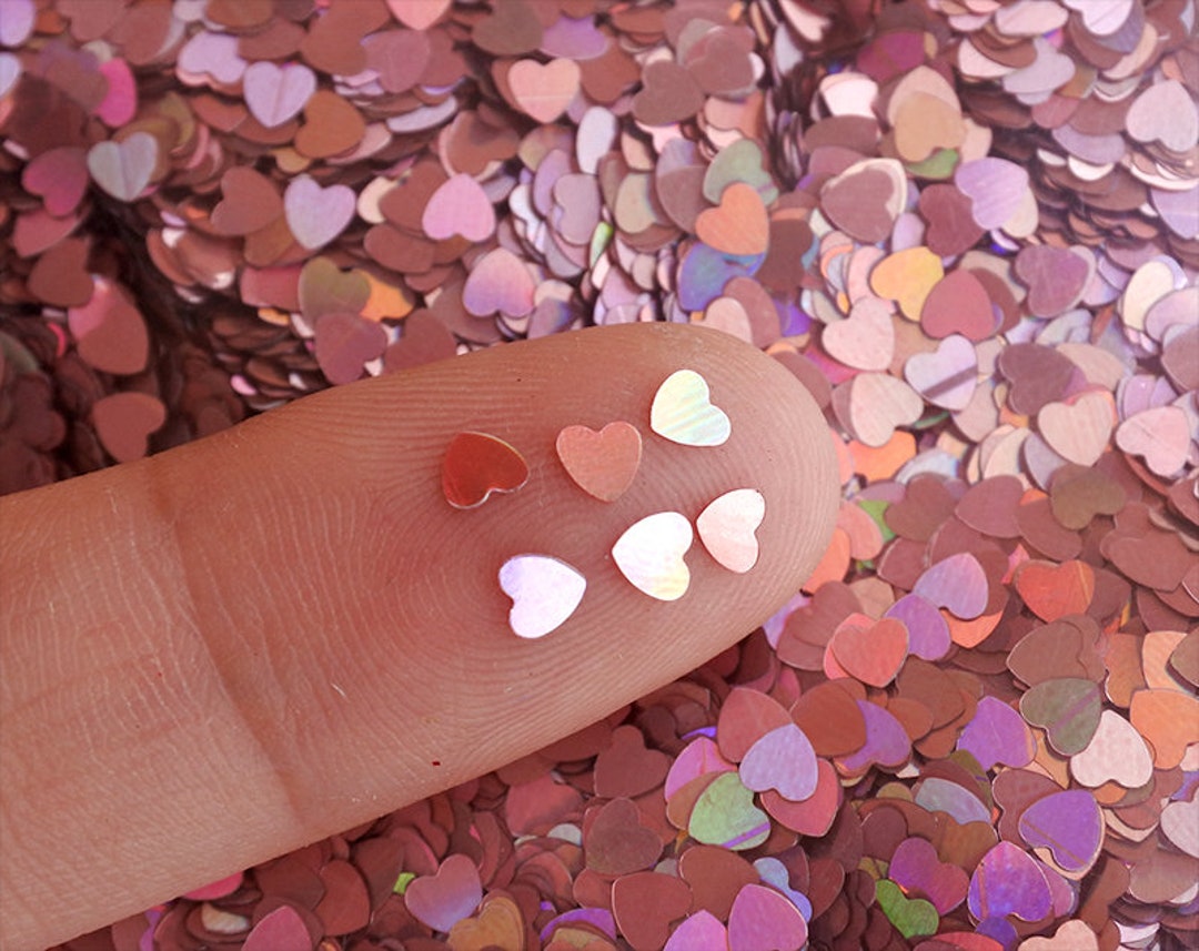 3mm Holographic Purple Pink Heart Glitter Pink Color Heart - Etsy
