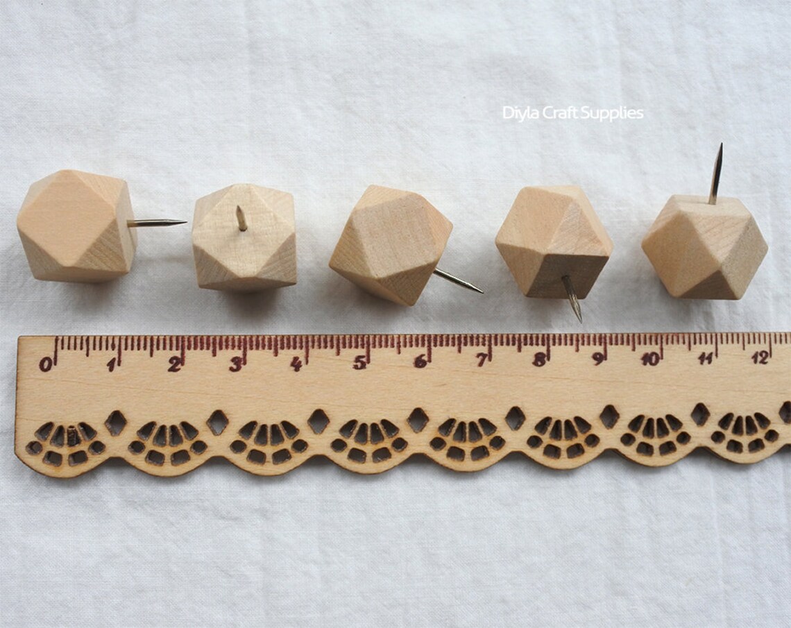 6 Pcs 15mm Diamond Wooden Push Pins Drawing Pin Thumbtack | Etsy