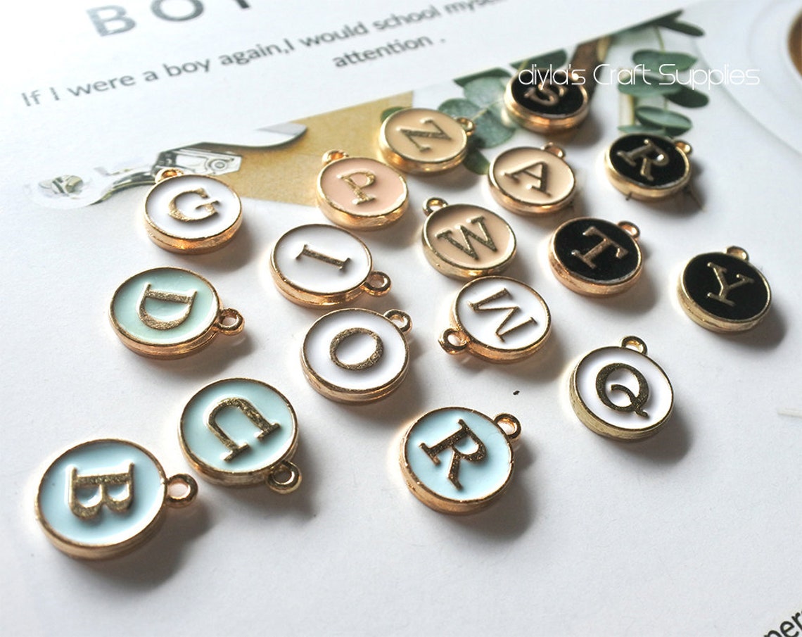 Letter Charms Alphabet Charms Initial Charms White Round - Etsy