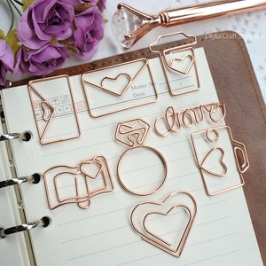 8pcs A Set Rose Gold Paper Clips Envelope Paper Clip Love - Etsy
