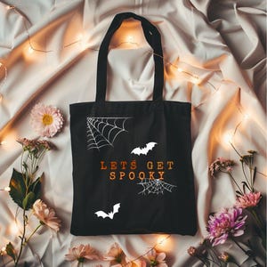 Halloween Tote Bag, Spooky Witch Pumpkin Ghost Cat, Eco Reusable Trick ...