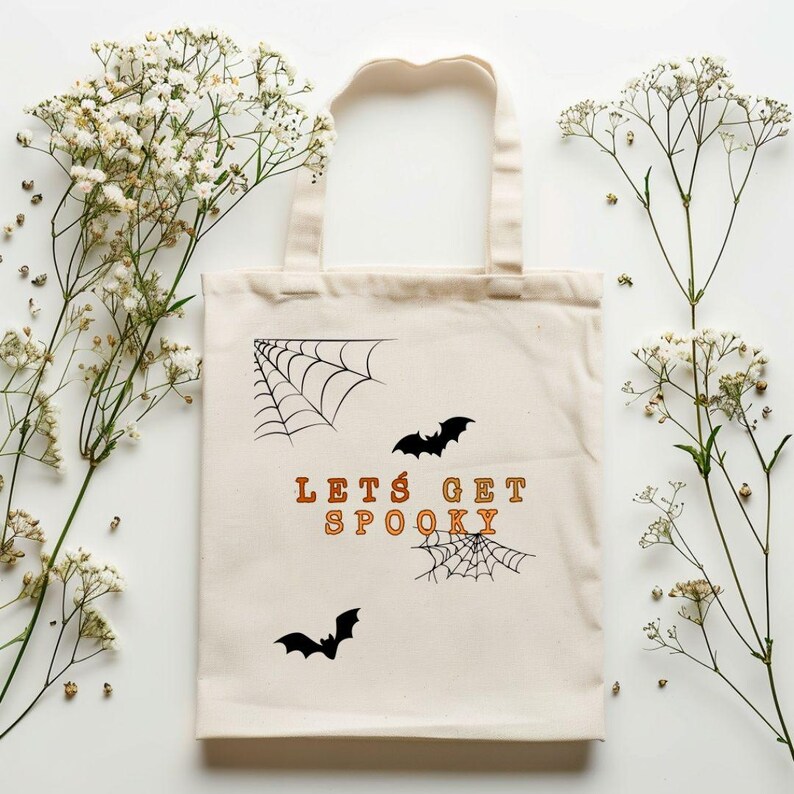 Halloween Tote Bag, Spooky Witch Pumpkin Ghost Cat, Eco Reusable Trick ...