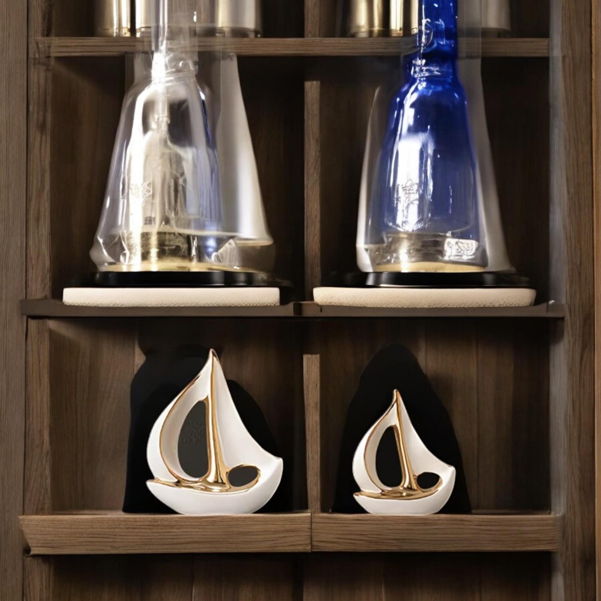 Luxury Ceramic Sailboat Sculpture – Postmodern Decorative Boat Figurine ...