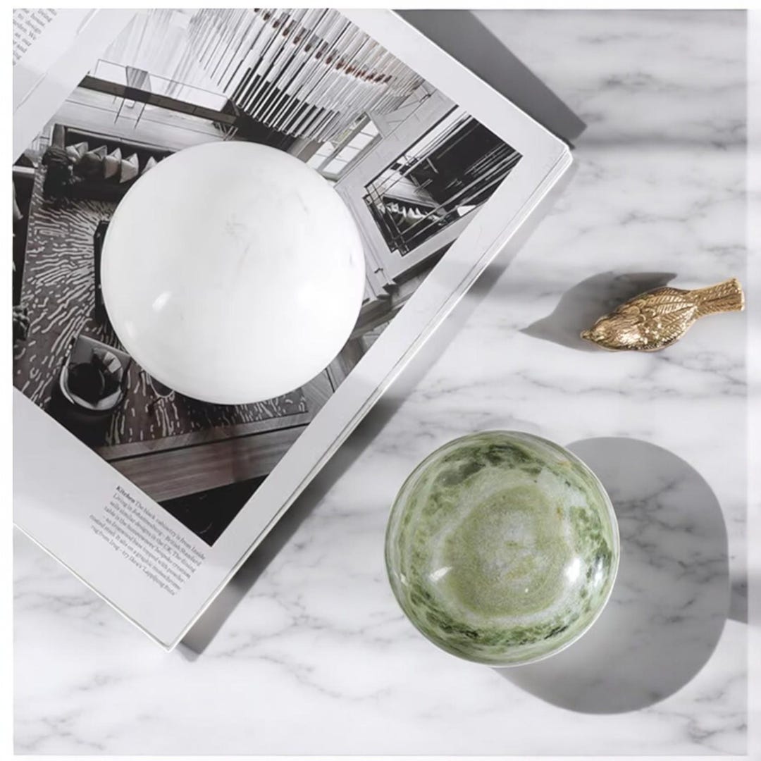 Natural Marble Stone Ball: Minimalist Home Decor Orb - Etsy