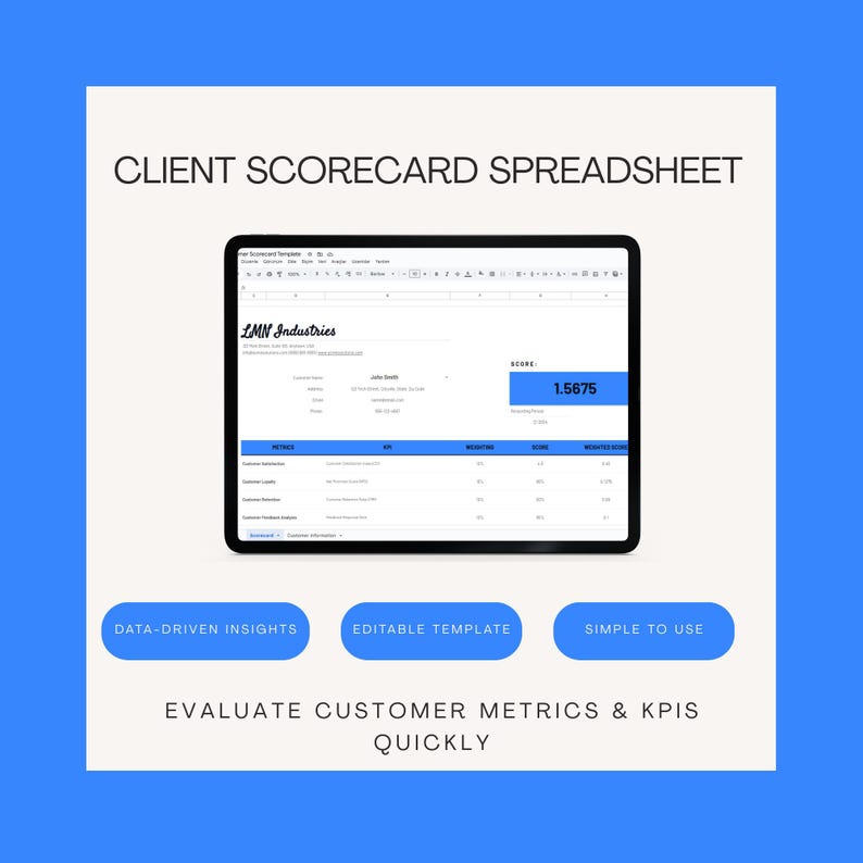 Customer Scorecard Template | KPI Tracker | Client Satisfaction ...