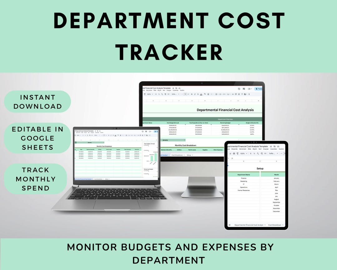 Google Sheets Department Budget Tracker – Annual & Monthly Cost ...