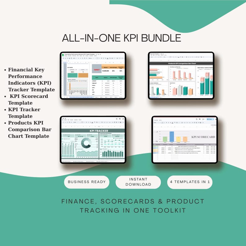 All-in-one KPI Tracker / Business Dashboard Bundle | Finance, Sales ...