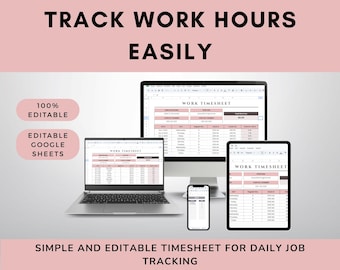 Google Sheets Work Timesheet Template: Employee Hour Tracker (printable ...