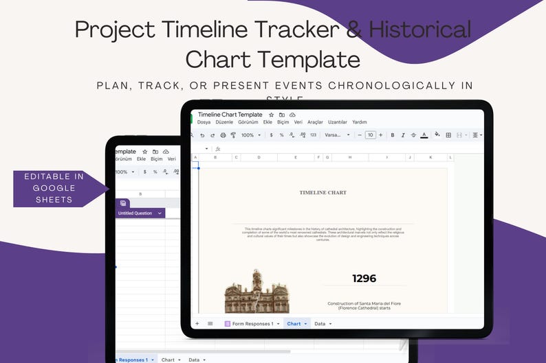 Editable Timeline Chart Google Sheets Template | Project & Event ...