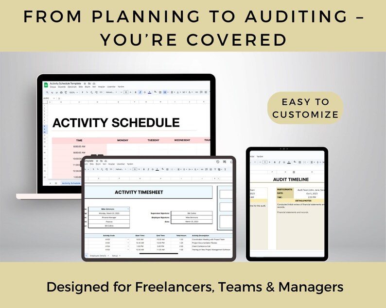 Work & Time Management Spreadsheet Bundle | Activity Timesheet ...