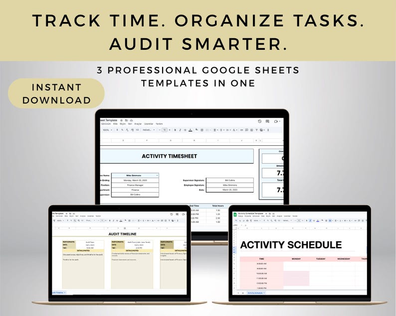 Work & Time Management Spreadsheet Bundle | Activity Timesheet ...