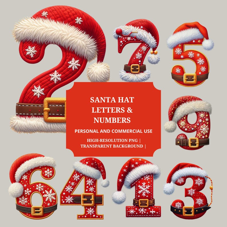 Santa Hat Alphabet Clipart Set |high Resolution PNG | Transparent ...