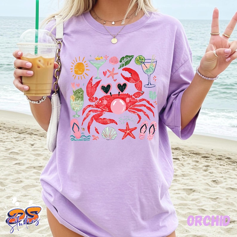 Crab Lover Beach Vacation Shirt, Coastal Summer Graphic Tee - Etsy