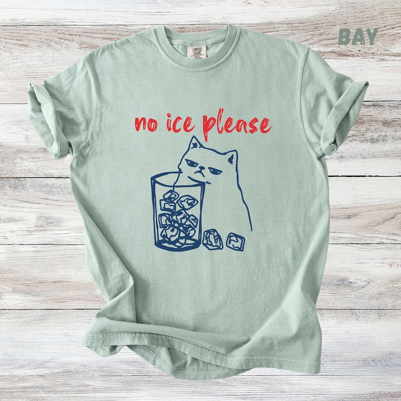 No Ice Please Cat T Shirt, Funny Cat Drinking Ice Water Tee, Sassy Cat ...
