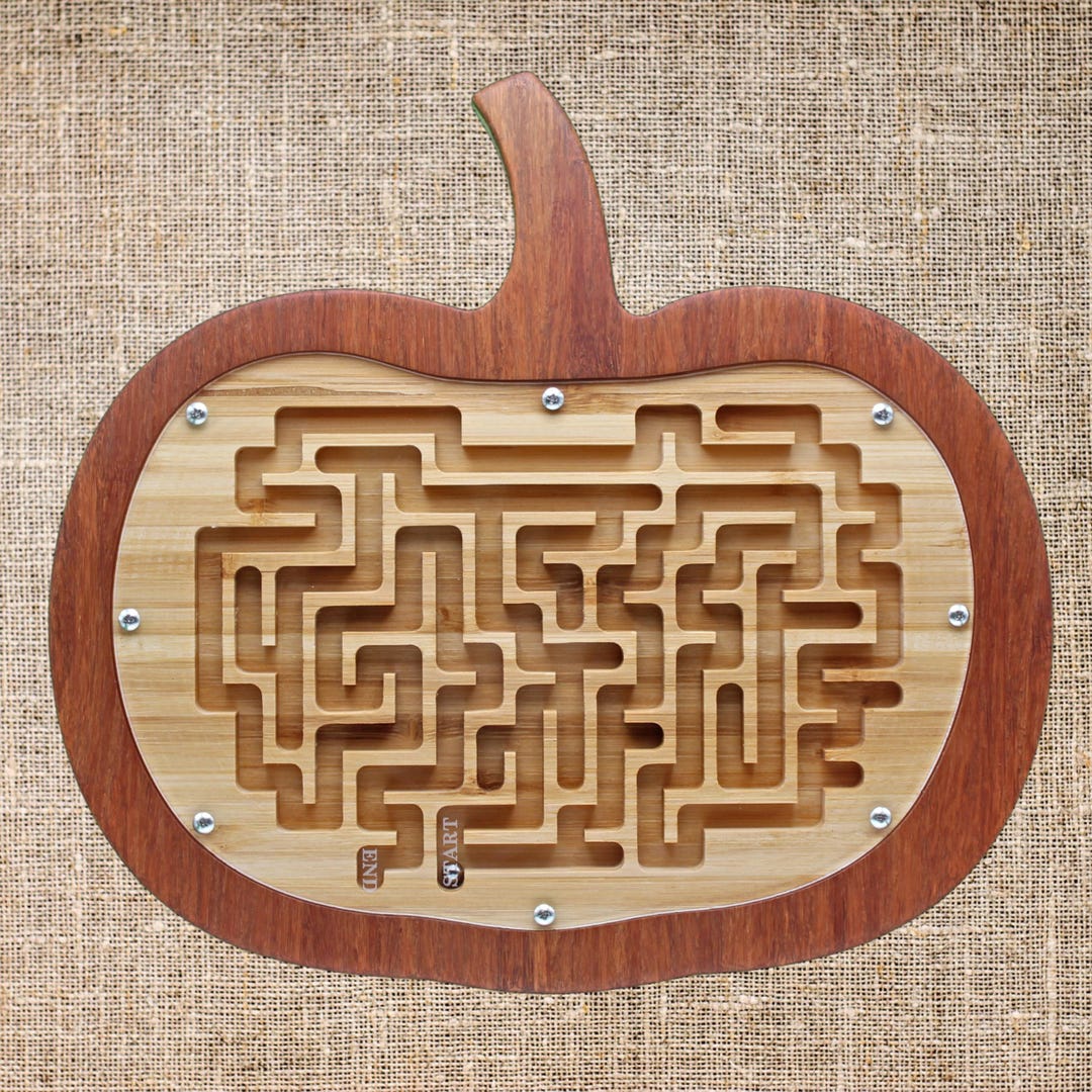 Wood Marble Maze Game for Kids — Halloween Pumpkin Design, Wall-mount ...