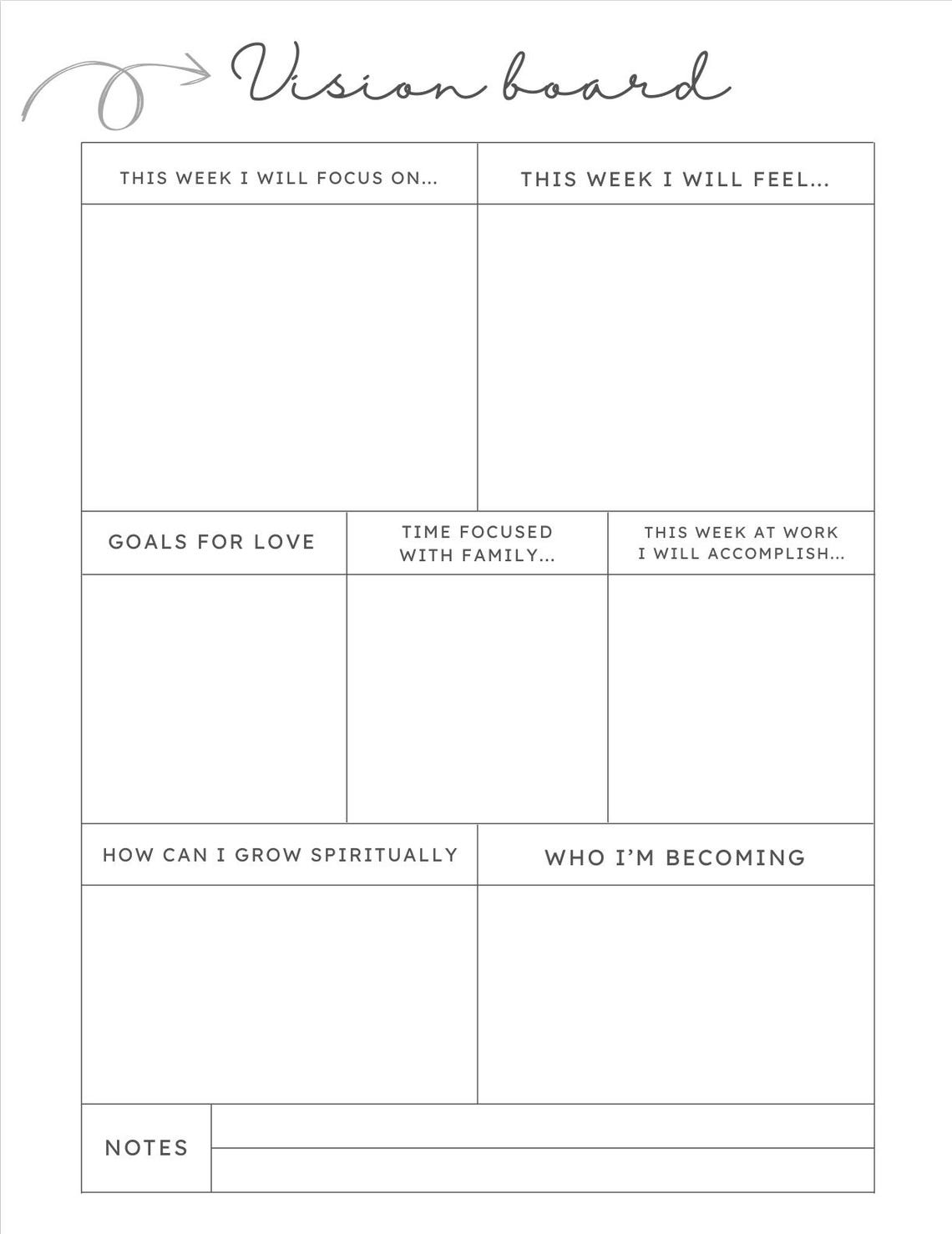 Weekly Vision Board Printable Template - Etsy