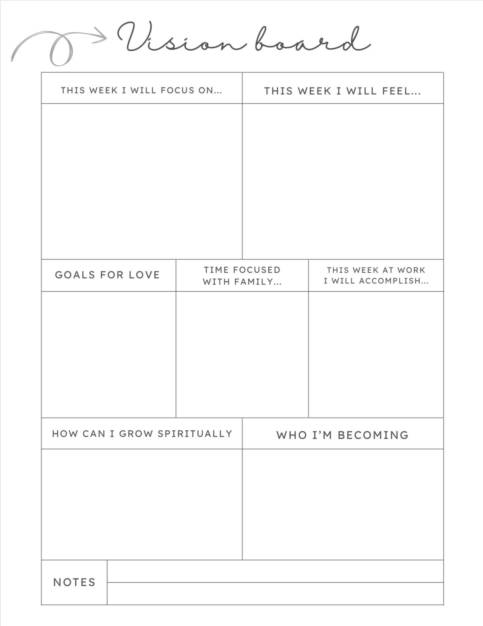 Weekly Vision Board Printable Template - Etsy