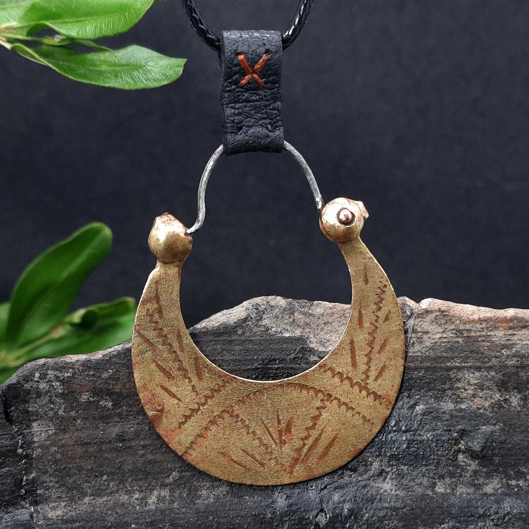 Ancient Bronze Cossack Lunar Amulet Earring, Medieval Moon Artifact 15 ...