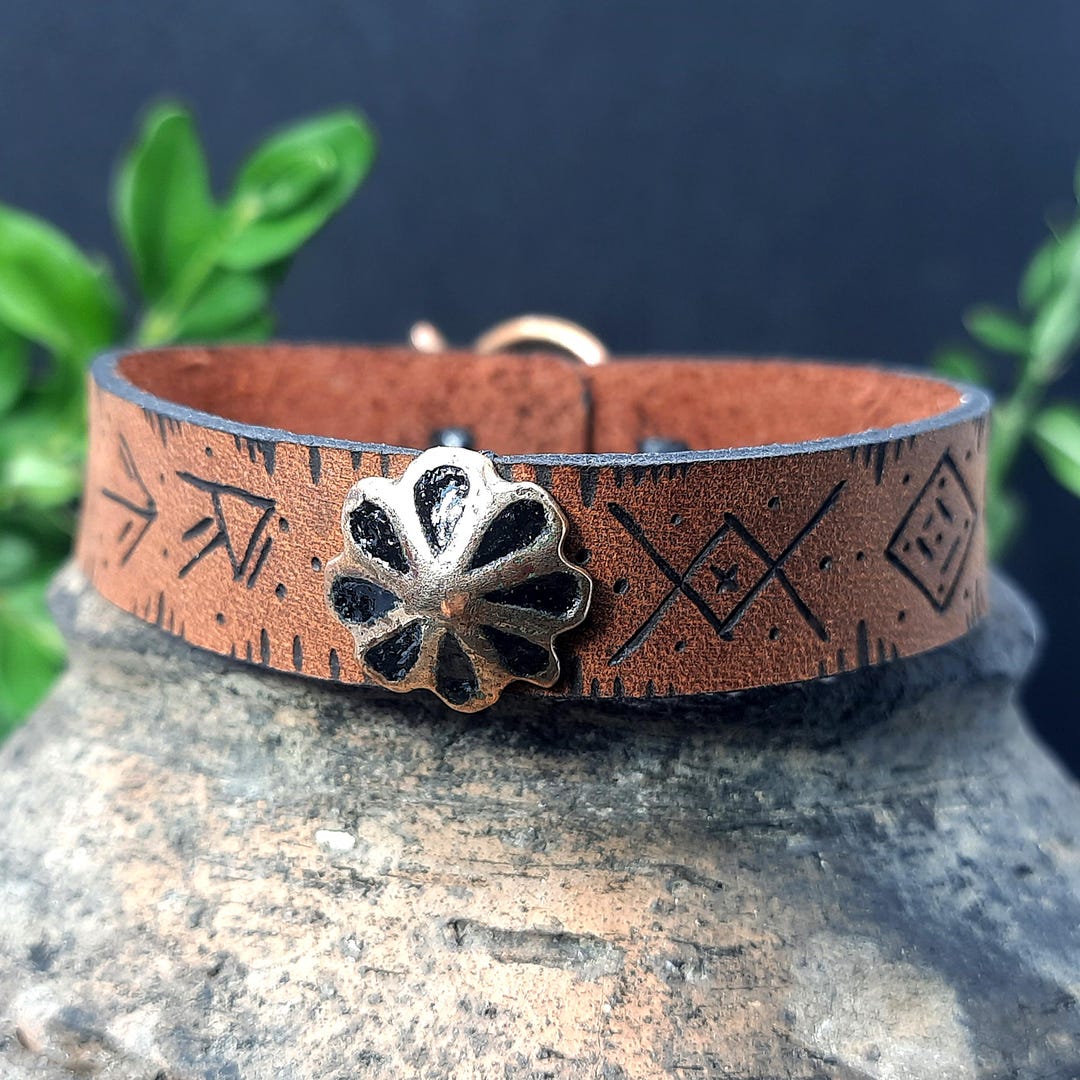 Ancient Flower Button of Viking Age on Unique Bracelet With Runes ...