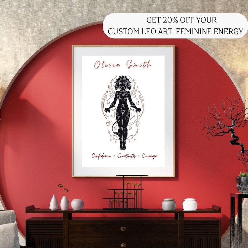 Personalized Leo Zodiac Wall Art Poster – Feminine Horoscope Print – 20 ...