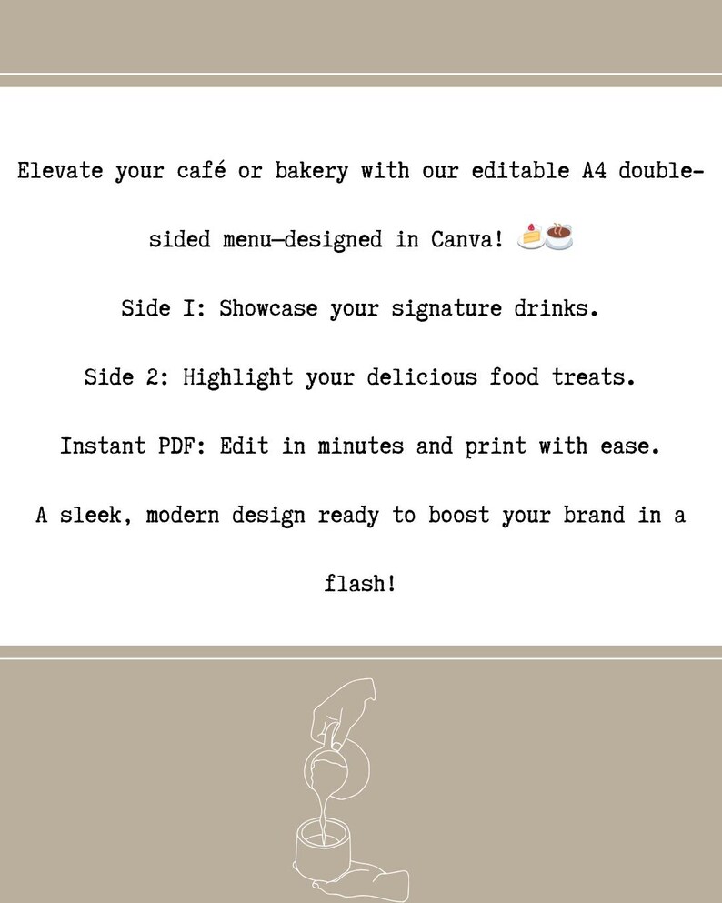 Editable A4 Double-sided Menu Canva Template – Perfect for Cafés ...
