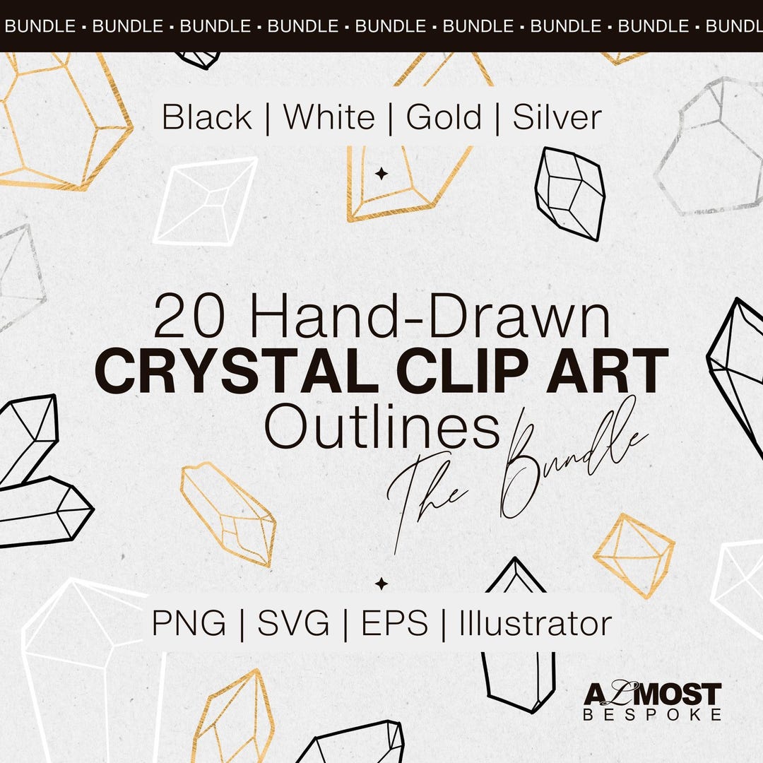 Crystal Clipart SVG Bundle | Minimal Crystal Outline Illustration ...