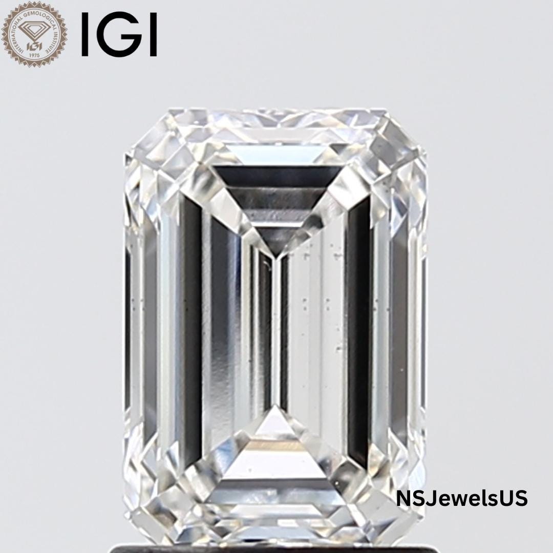 1.64 CT Emerald Cut CVD Lab Grown Diamond, IGI Certified Stone, F Color ...