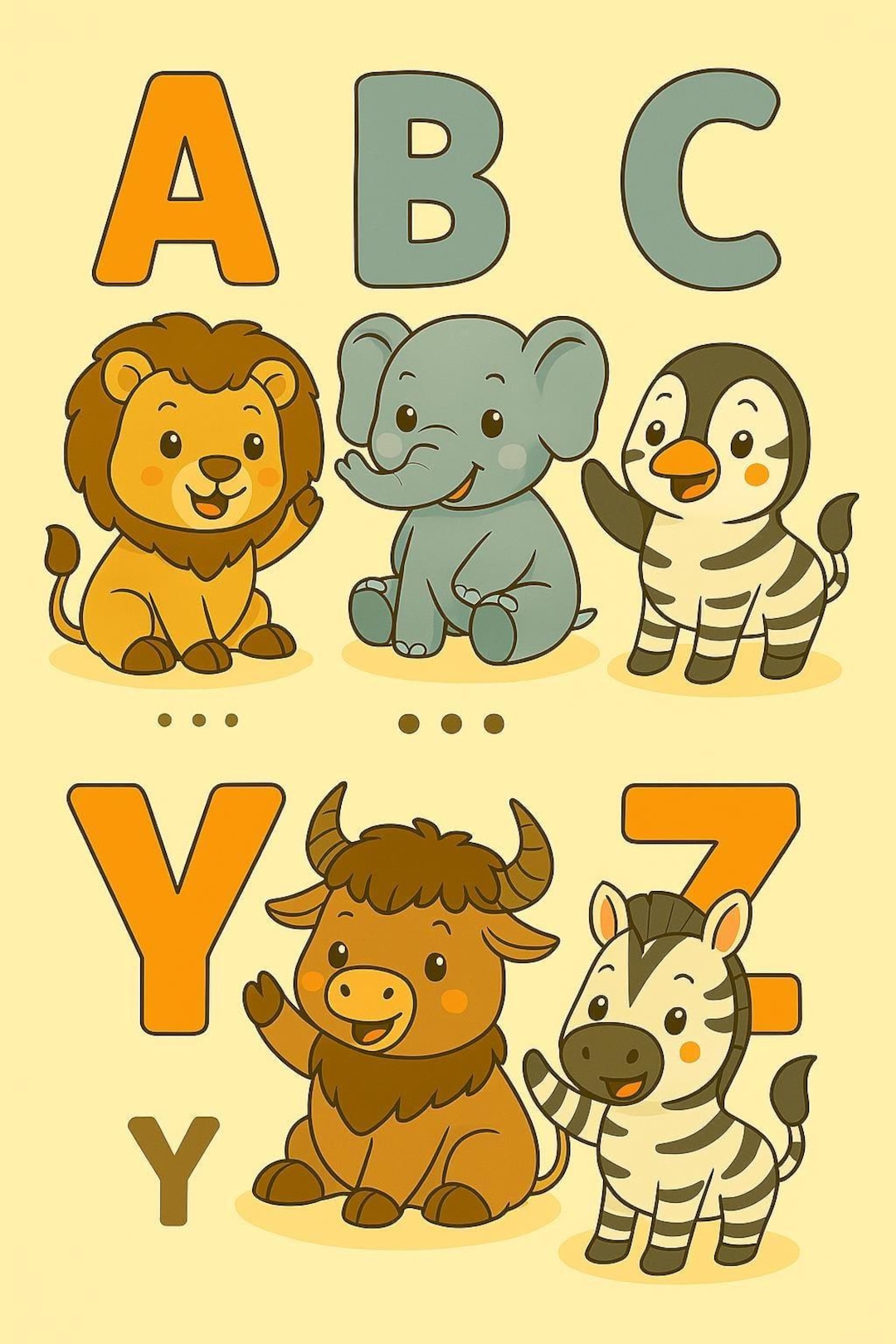 Cute Alphabet Clipart | Kawaii Letters PNG Bundle | Pastel Animal ABC ...