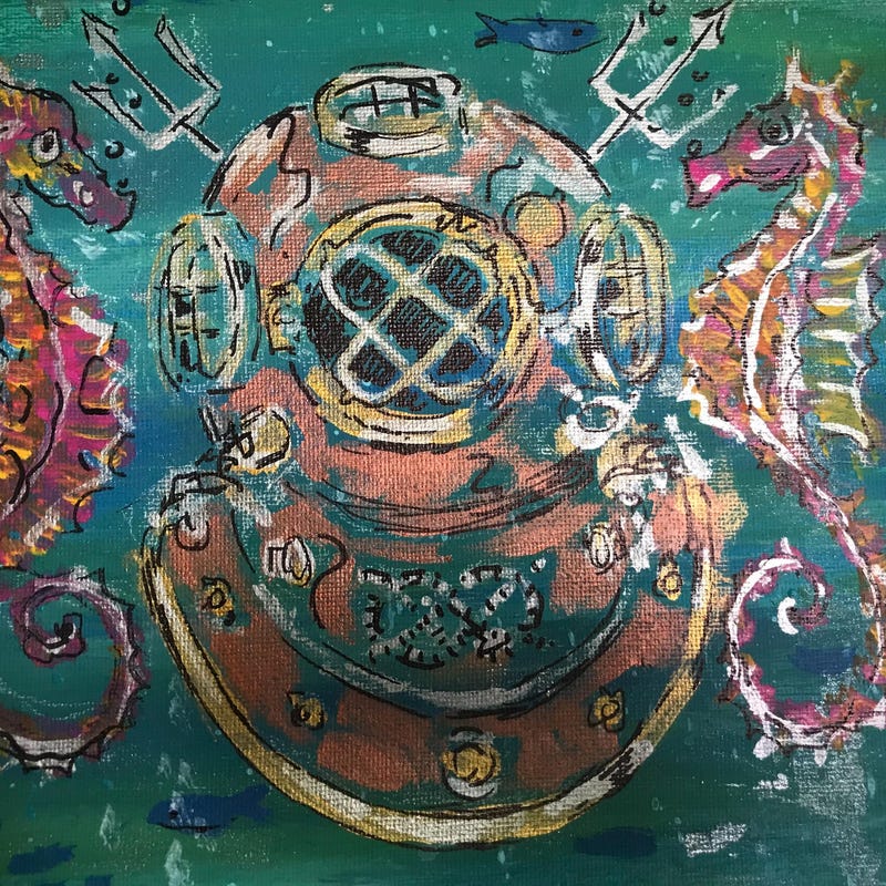 Deep Sea Diver Art - Etsy
