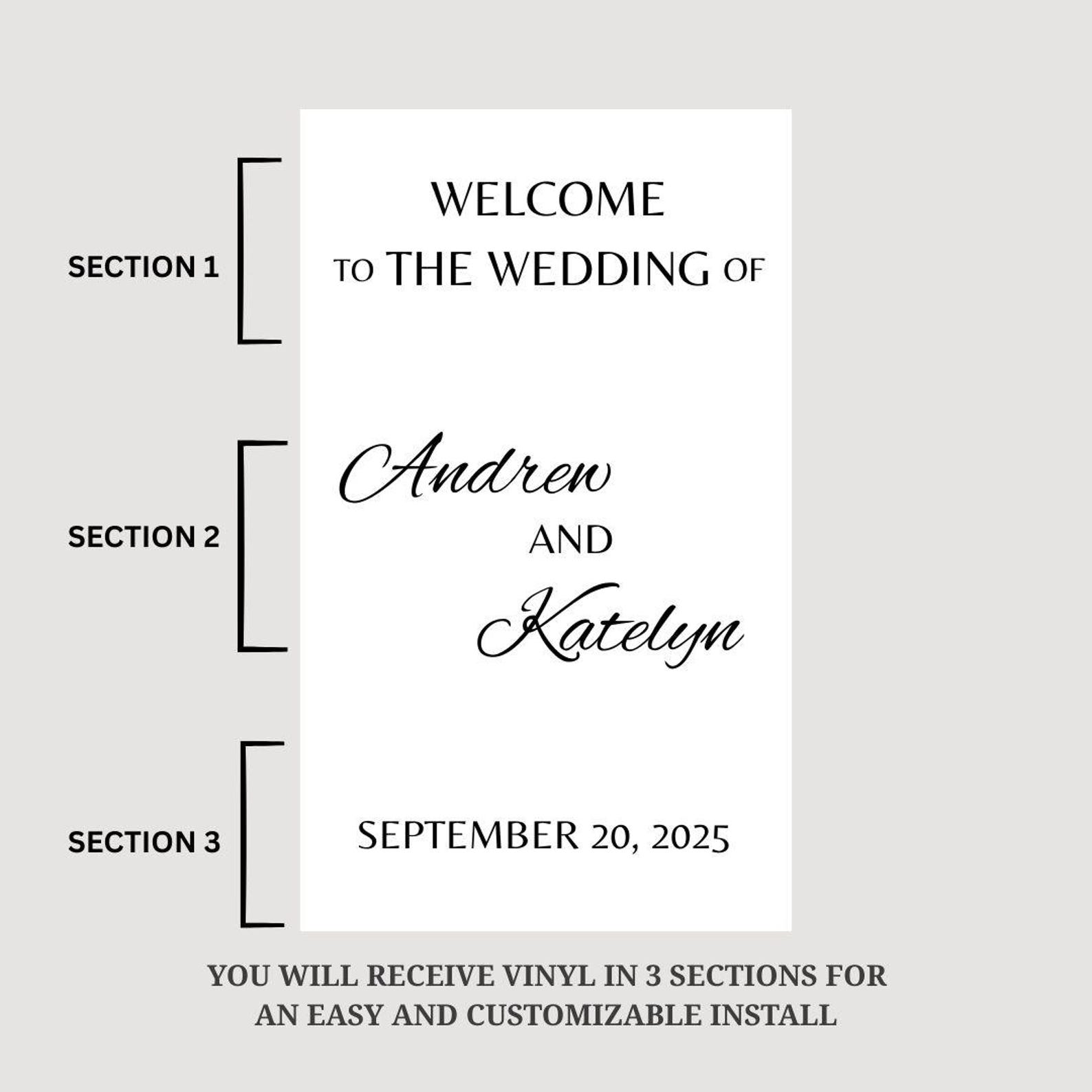 Personalized Wedding Welcome Sign Vinyl Decal: Mirror, Acrylic - Etsy
