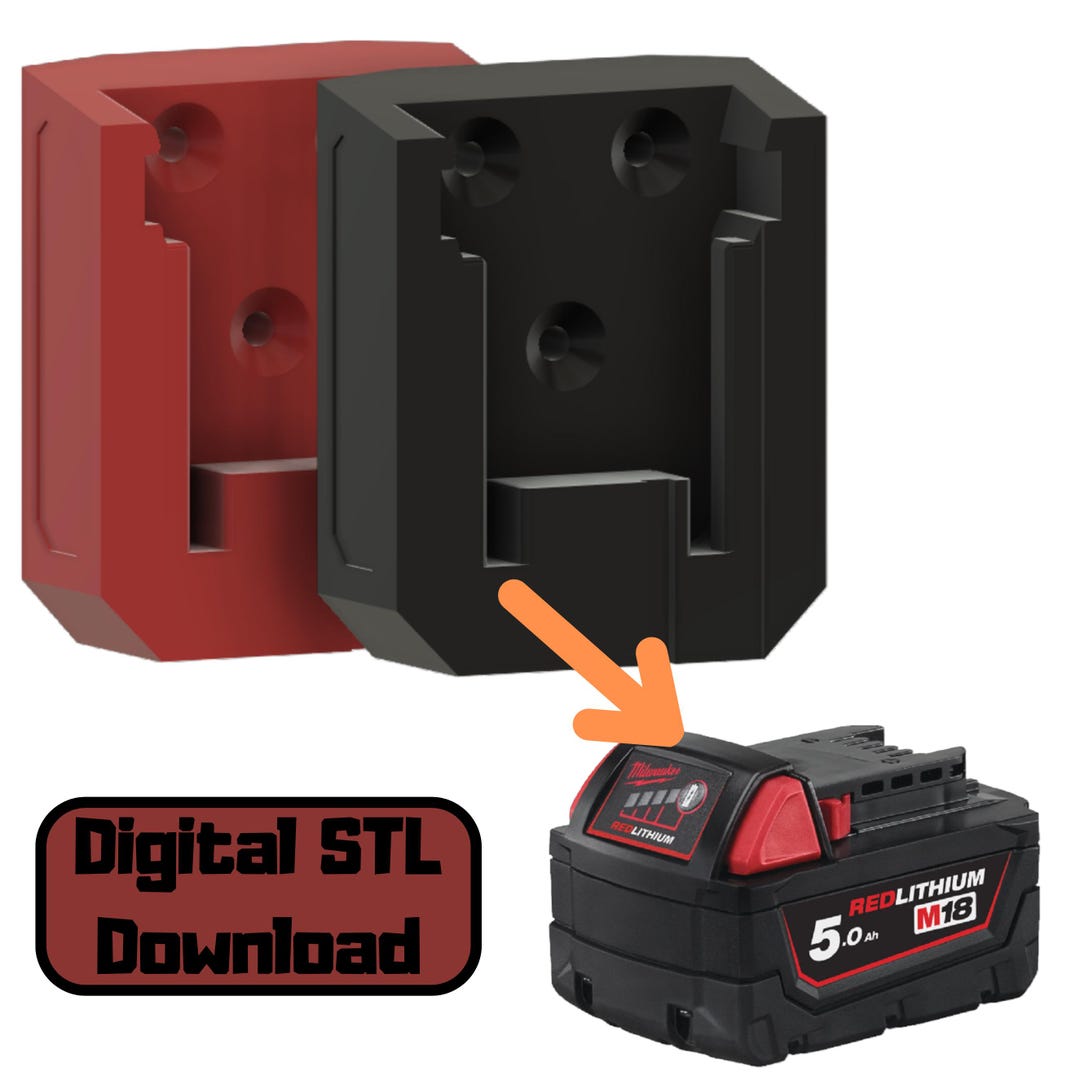 Milwaukee M18 18V Battery Holder | 3D Printable STL File | Battery ...