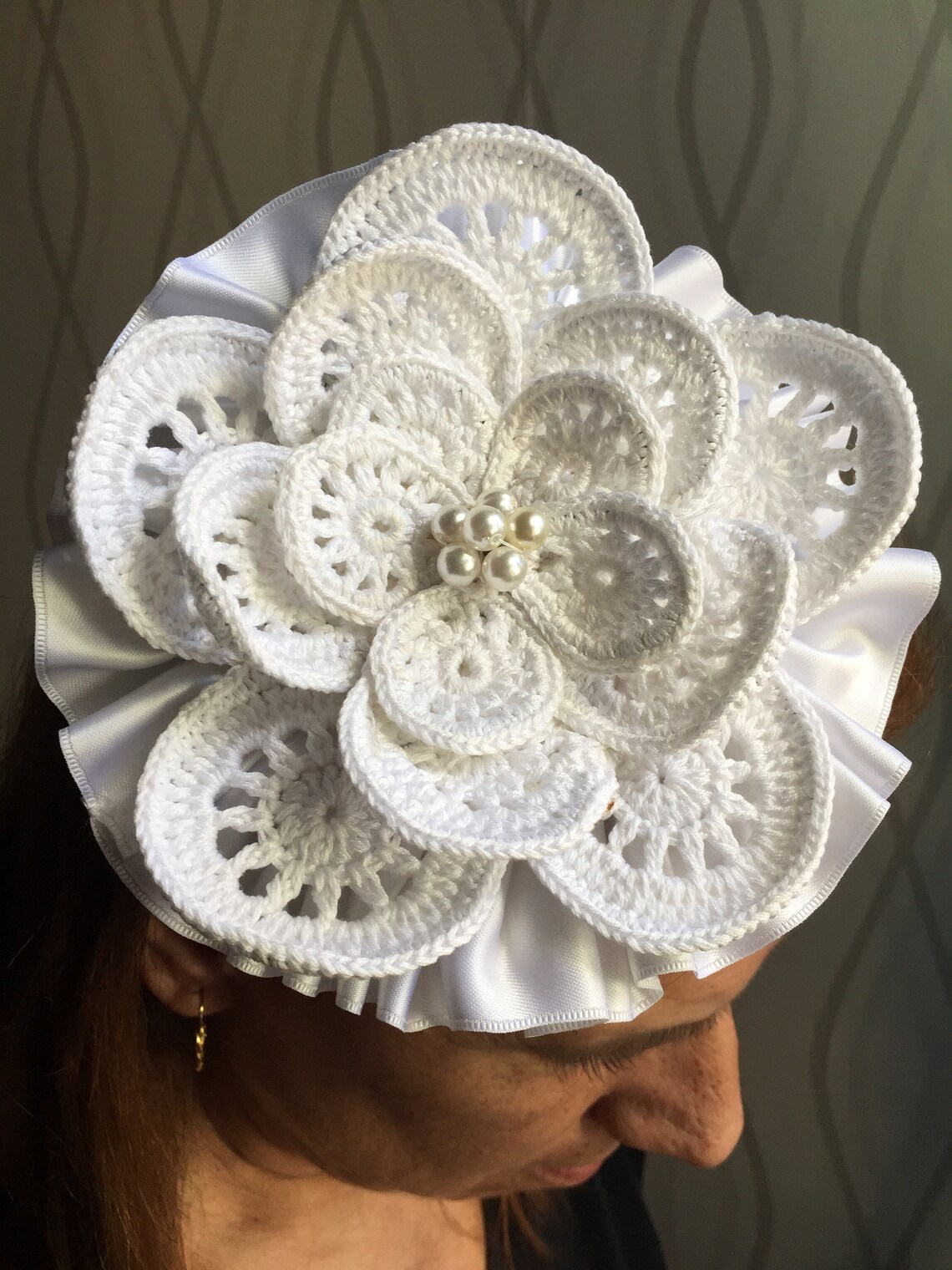 Crochet Wedding Fascinator, Boho Flower Mini Hat, Bridal Headpiece - Etsy