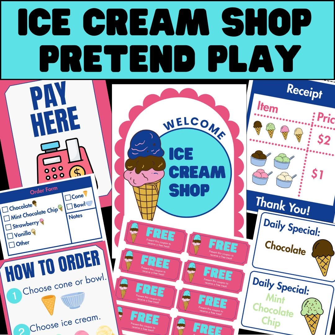 Ice Cream Shop Pretend Play, Preschool Dramatic Play, Summer Role Play ...