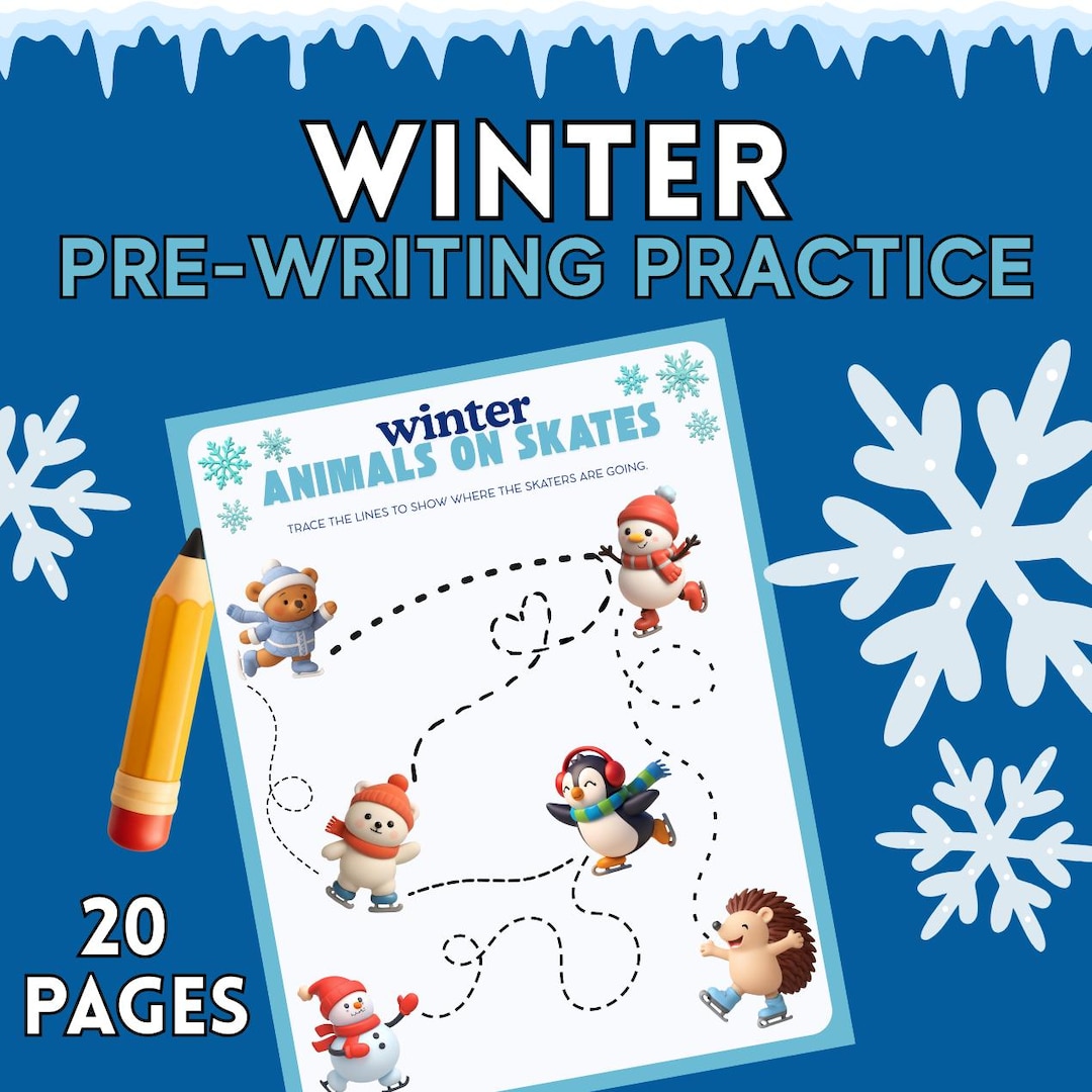 Preschool Pre-writing Practice: Winter Theme - Etsy