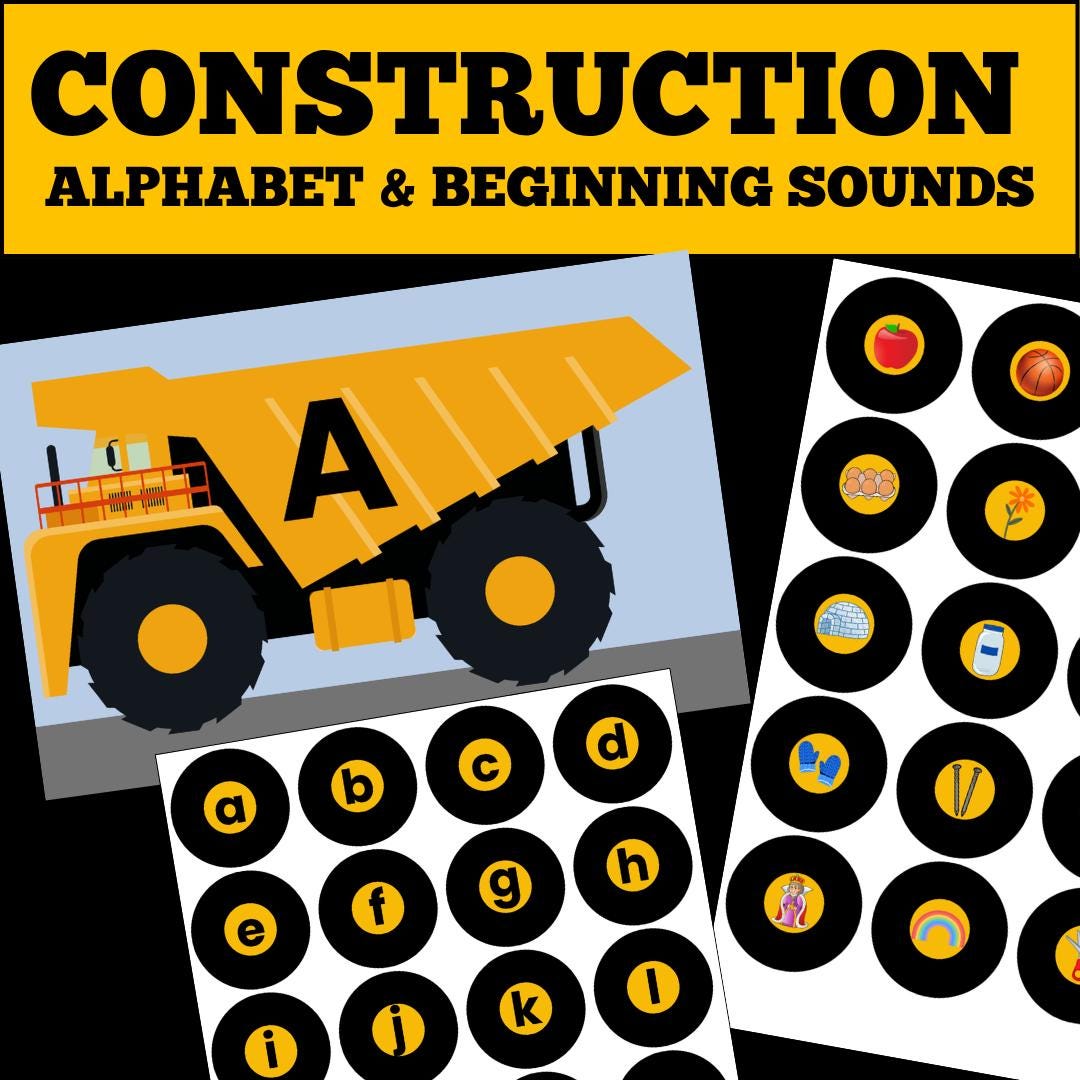 Uppercase and Lowercase Alphabet Matching, Initial Sounds, Construction ...