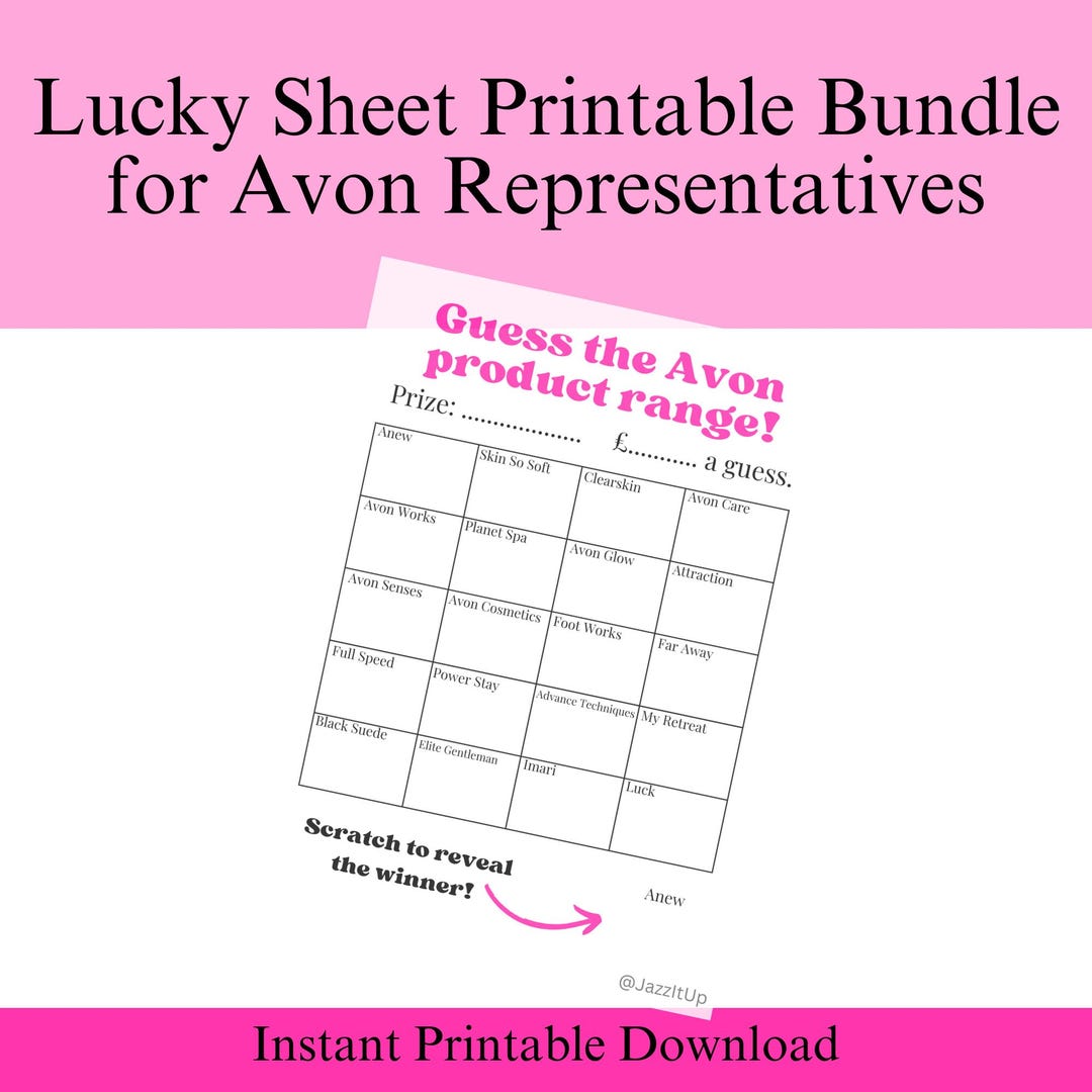 Lucky Sheet Printable Bundle for Avon Representatives | 20 A4 Sheets | Digital Download - Etsy