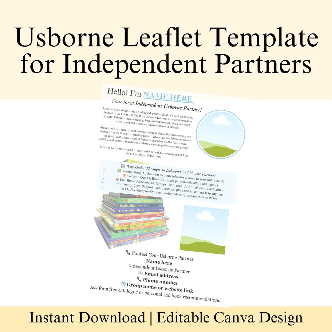 Usborne Leaflet Template for Independent Partners | Editable Canva ...