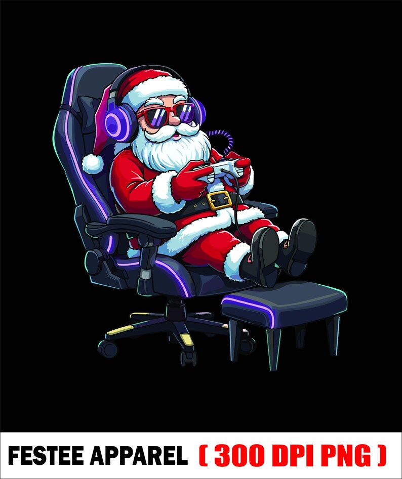 Christmas Santa Gamer PNG, Gamer Christmas Clipart, Funny Christmas Png ...