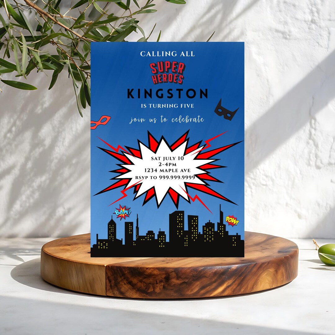 Editable Modern Superhero Birthday Invitation, Calling All Superheroes ...