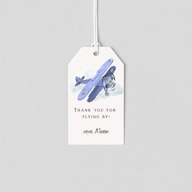 Vintage Airplane Thank You Tag | Editable Travel Theme Favor Tag ...