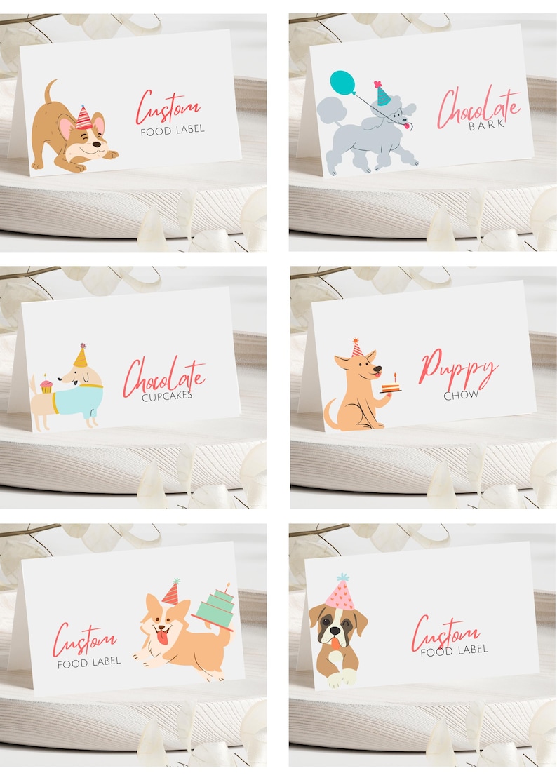 Editable Puppy Pawty Food Tents: Canva Template - Etsy