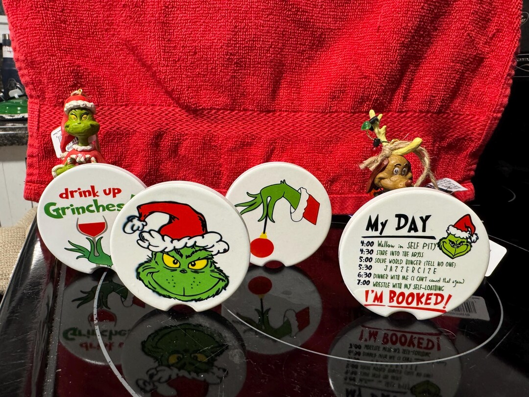 How the Grinch Stole Christmas Ceramic Car Coasters. Grinch Inspired ...