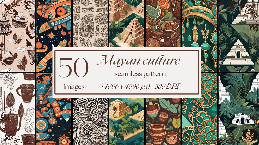 Seamless Pattern Pack - Mayan Culture - Digital Paper Pack for ...